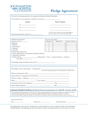 Fillable Online Pledge Agreement - Stony Brook Southampton Hospital Fax ...