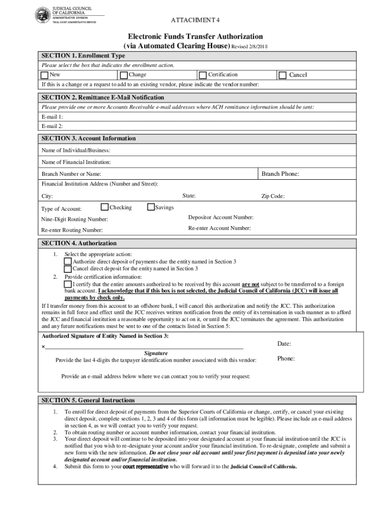 Fillable Online Fillable Electronic Funds Transfer Authorization (via ...