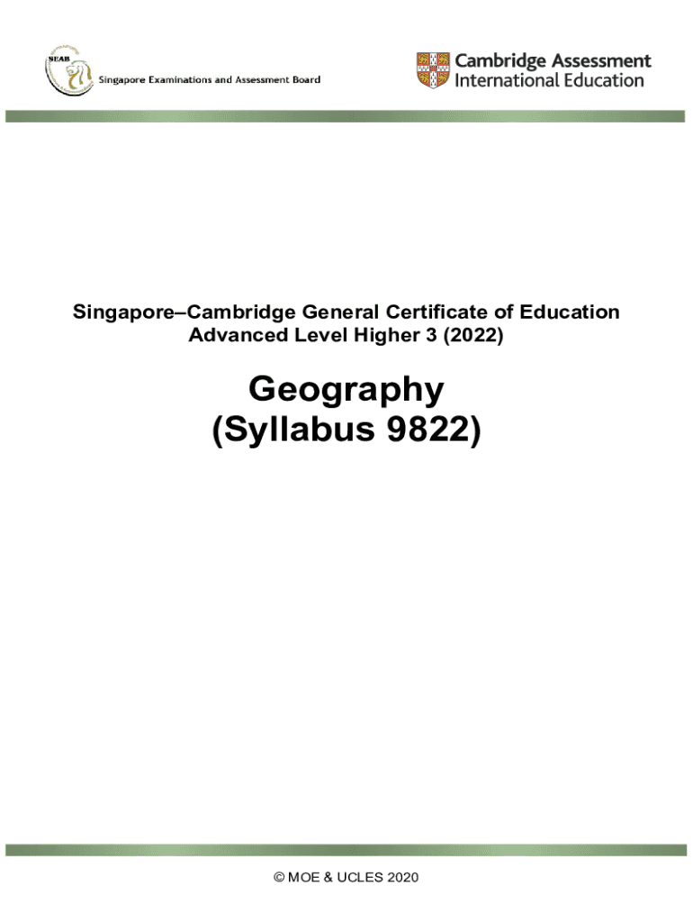 Fillable Online A-Level curriculum and subject syllabuses - Singapore ...