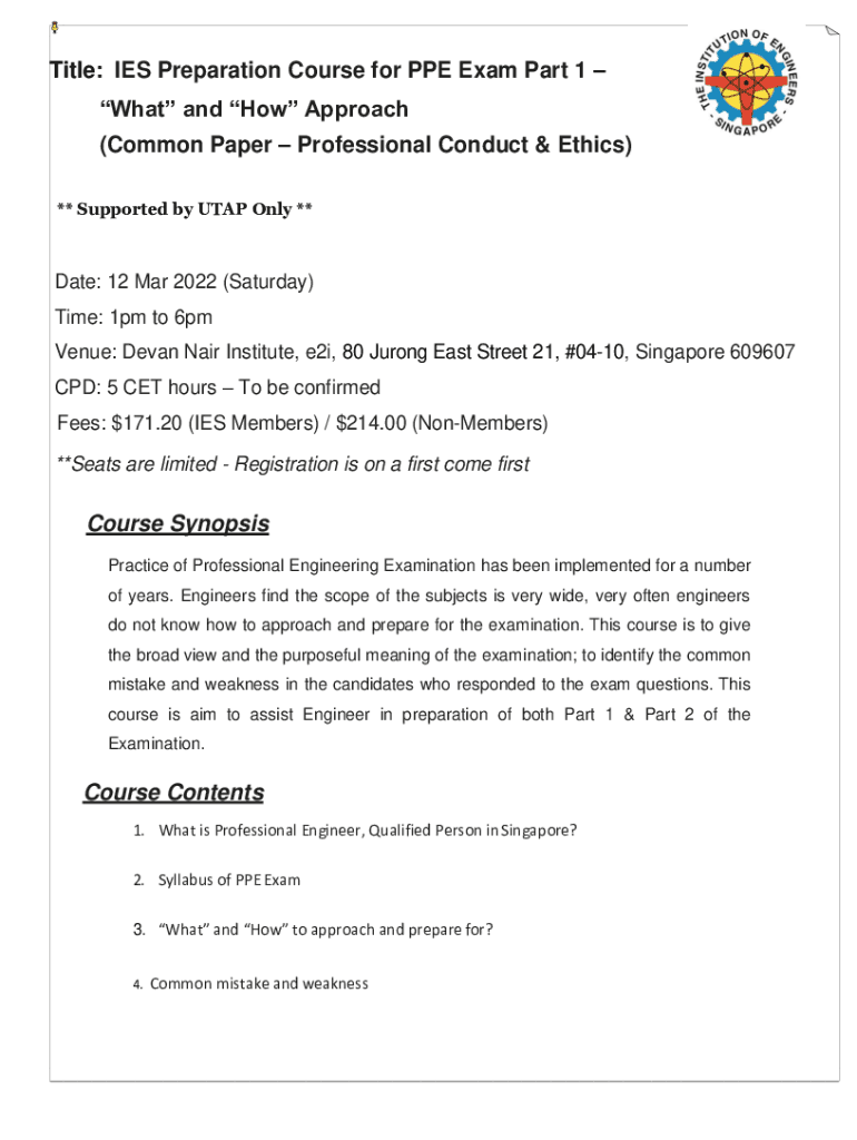 Fillable Online IES Preparation Course for PPE Exam Part 1- What and ...