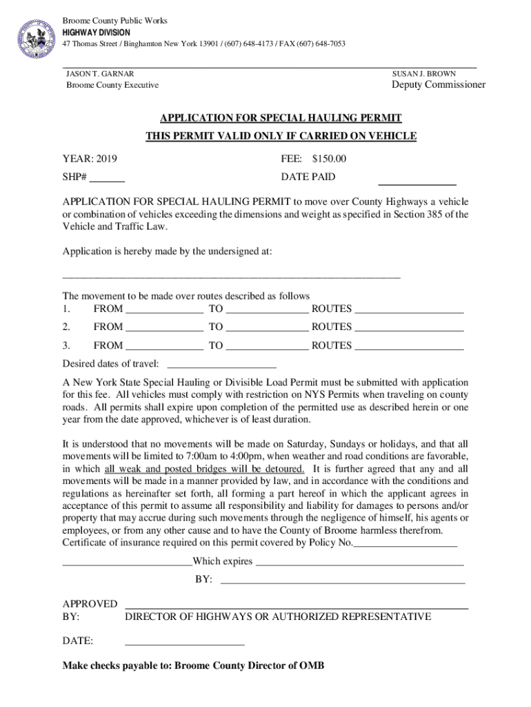 Fillable Online SPECIAL HAULING PERMIT.docx Fax Email Print - pdfFiller