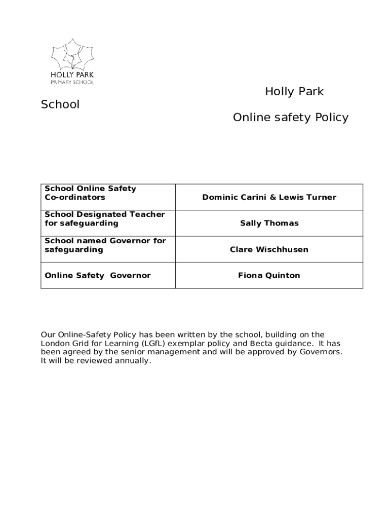 Holly Park School Child Protection & Safeguarding Policy ... Doc ...