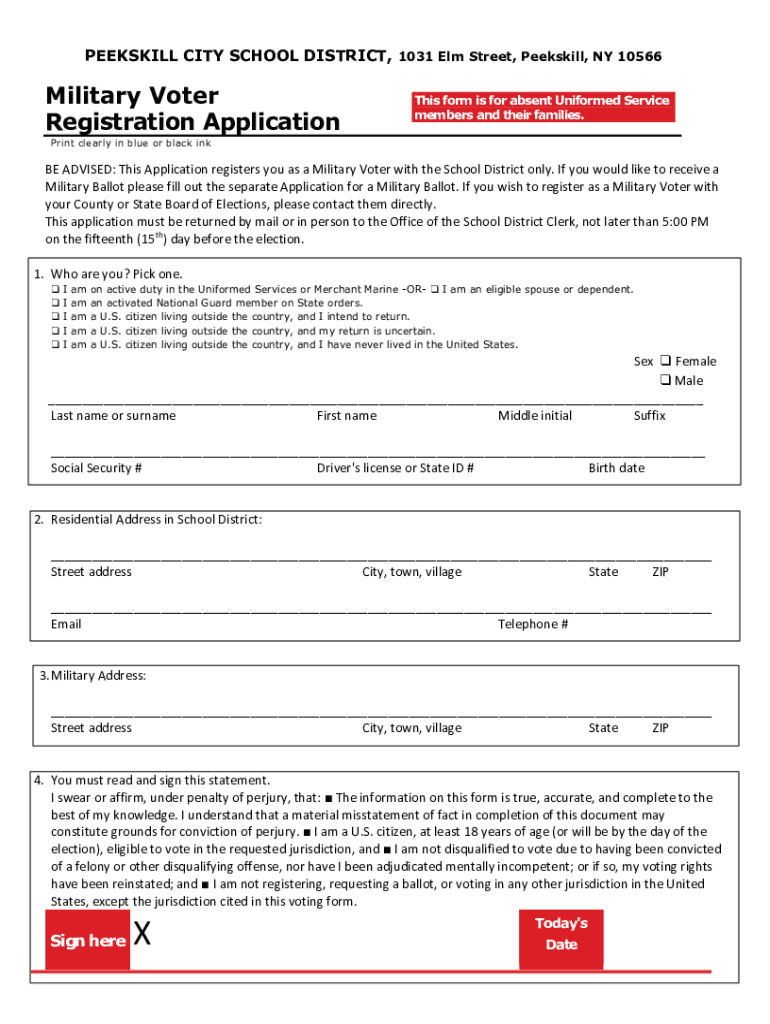 Fillable Online Military Registration and Absentee Ballot Application ...