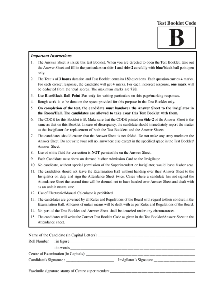 Fillable Online answer sheet - CBSE Fax Email Print - pdfFiller