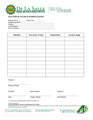 Fillable Online ovca form 142: outline of intended activities Fax Email ...