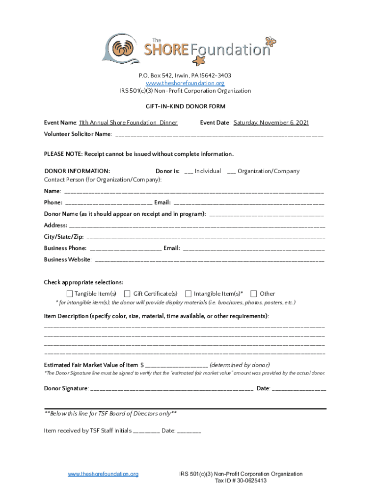 Fillable Online Gift-in-Kind Form 2021-2022 Fax Email Print - pdfFiller