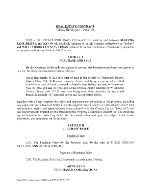 Fillable Online REAL ESTATE CONTRACT - Liberty Hill Bypass Parcel 40 ...