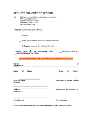 Request Autopsy ReportsMedical Examiner and Forensic ... Doc Template ...