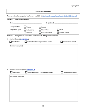 Fillable Online Faculty Self-Evaluation Form Instructions - afa-srjc.org Fax Email Print - pdfFiller