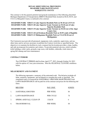 Fillable Online detail sheet/special provisions - Marquette County Fax ...