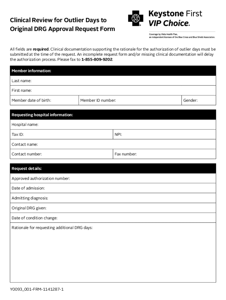 Fillable Online Clinical Review for Outlier Days to Original DRG ...