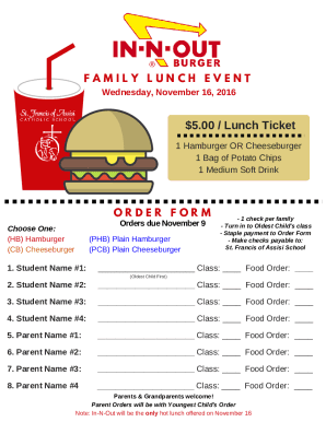 Fillable Online Annual In N Out Family Lunch Event Fax Email Print ...