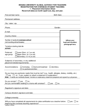 Fillable Online ed psu Overseas Program: Global Gateway for Teachers: Academics Fax Email Print ...