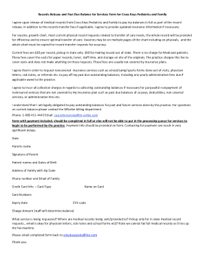 Fillable Online Records Release and Past Due Balance for Services Form ...