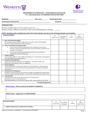 Fillable Online CTU IN-TRAINING EVALUATION FORM - Western University ...