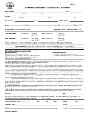 Fillable Online Youth Basketball Registration Form - Revize Fax Email ...