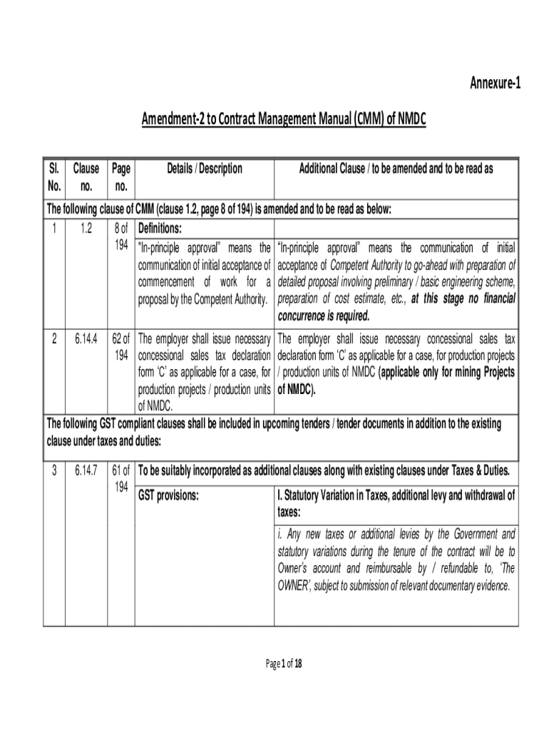 Fillable Online Annexure-1 Amendment-2 to Contract Management ... Fax ...