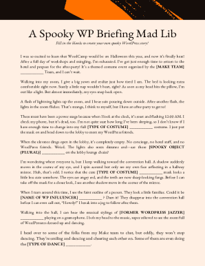 Fillable Online halloween mad lib: spooky fill-in story for halloween ...