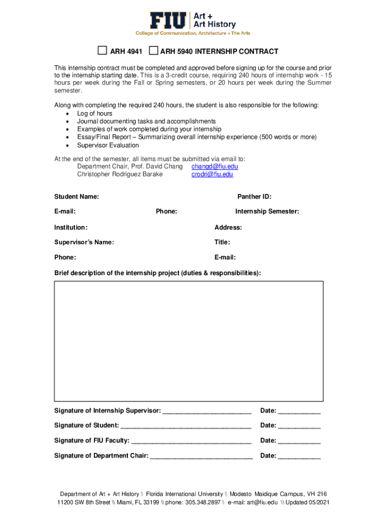 Fillable Online carta fiu 10+ Internship Contract Templates in PDFDOC ...