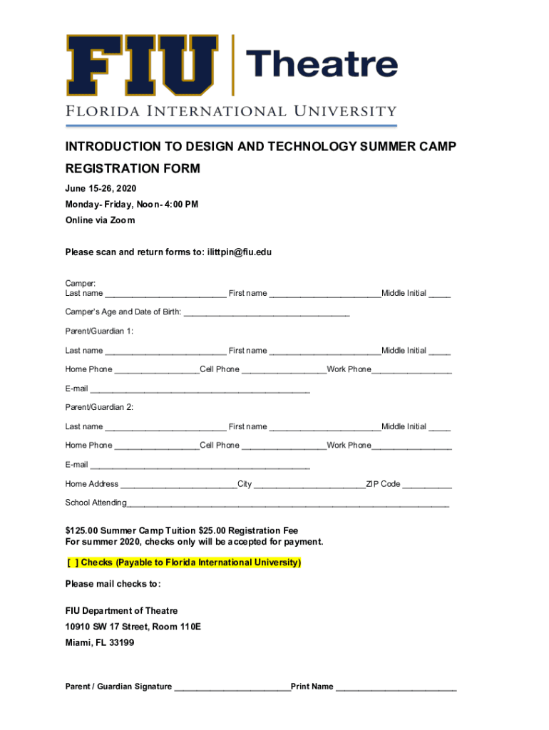 Fillable Online carta fiu Design and Technology Summer Camp ...