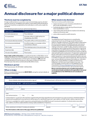 Fillable Online EF.768 Annual disclosure for a major political donor ...