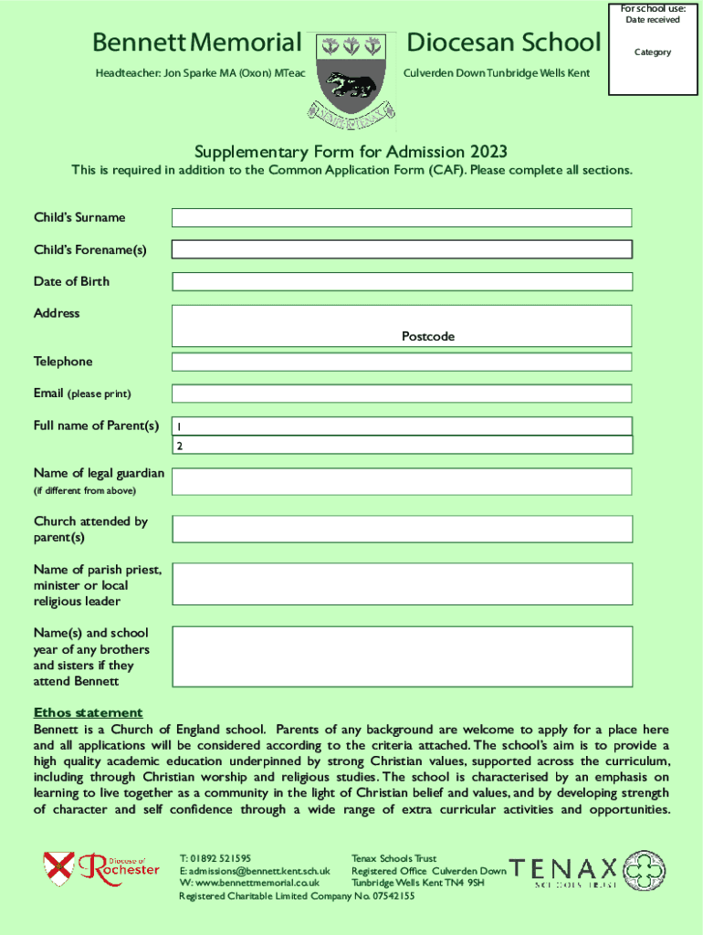 Fillable Online Sixth-Form-Application-Form-2023.pdf - Bennett Memorial Fax Email Print - pdfFiller
