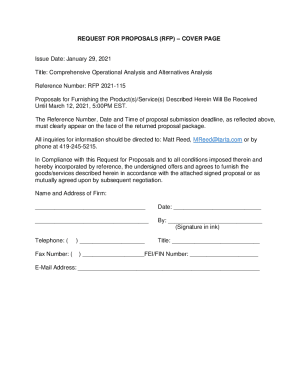 Fillable Online REQUEST FOR PROPOSAL (RFP) Insert BU Code Fax Email ...
