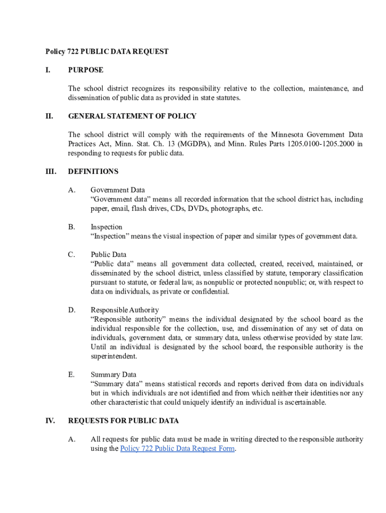 Fillable Online Policy 722.Public Data Request 2021-2022 FINAL Fax Email Print - pdfFiller
