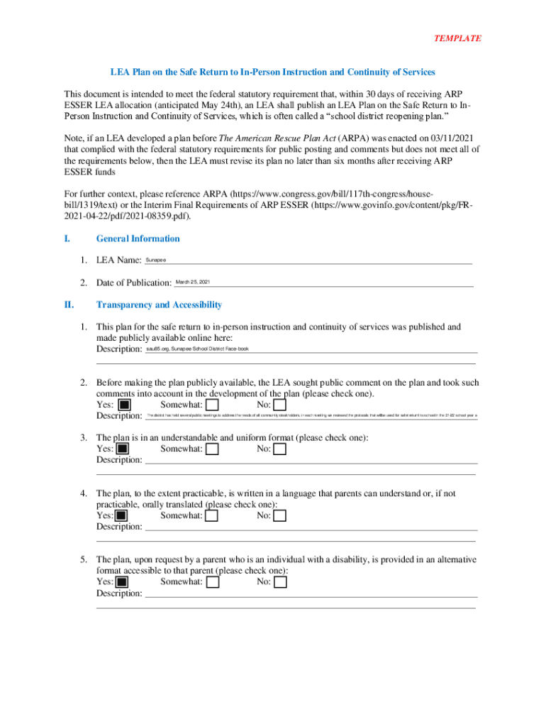 Fillable Online ESSER Spending Plan Template - SharpSchool Fax Email ...