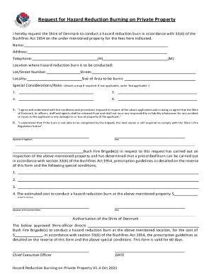 Fillable Online Request for Hazard Reduction Burning on Private ...