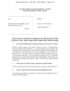 Fillable Online RULE 2019 STATEMENT ON BEHALF OF ABUSE SURVIVOR ... Fax ...