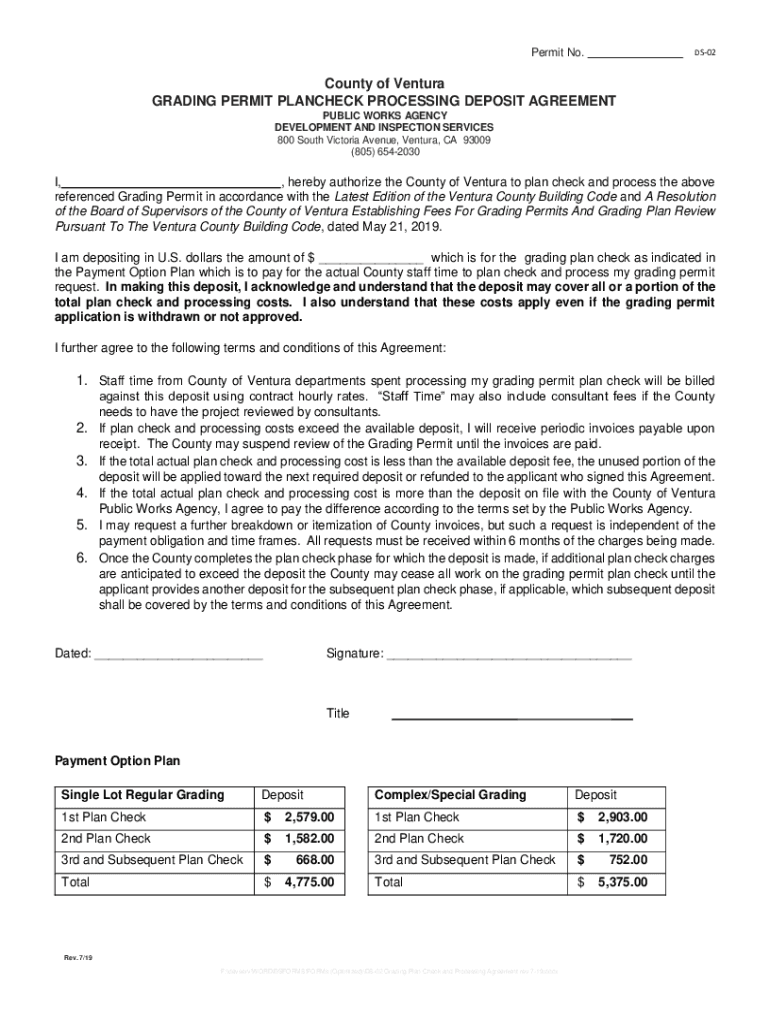 Fillable Online DS-G Grading Permit Submittal (this for - Ventura ...