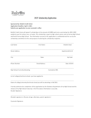 Fillable Online Scholarship Application - New Alliance FCU Fax Email Print - pdfFiller