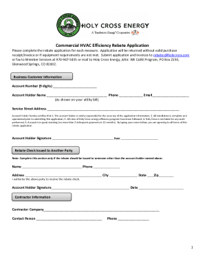 Fillable Online Commercial HVAC Efficiency Rebate Application Fax Email Print - pdfFiller