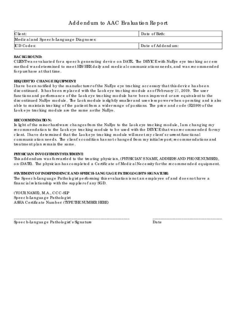 Fillable Online Medicare Funding of AAC Technology - Sample Reports Fax ...