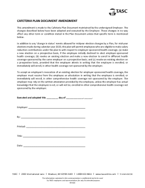 Fillable Online Section 125 Cafeteria Plan Document Amendments Due 12 ...