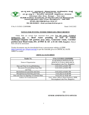 Fillable Online iihr res T E N D E R - Indian Institute of ...