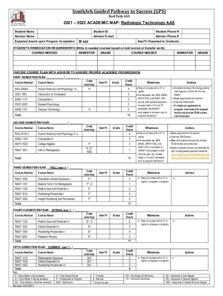 Fillable Online ACADEMIC MAP - South Arkansas Community College Fax ...
