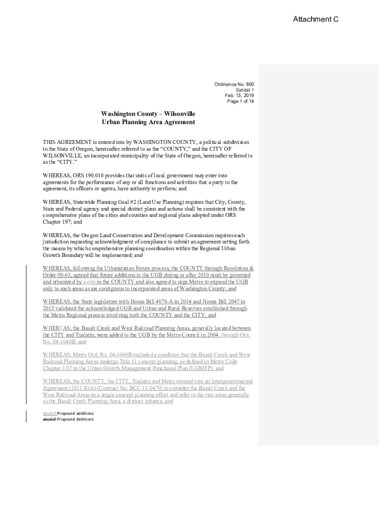 Fillable Online Wilsonville - Urban Planning Area Agreement Fax Email Print - pdfFiller