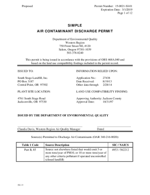 Fillable Online Proposed Permit Number: 15-0021-SI-01 Expiration Date ...