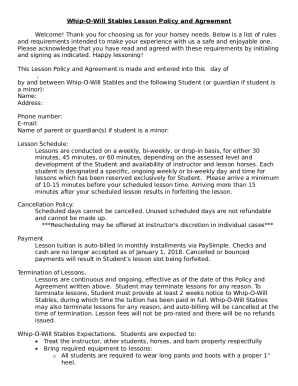 Fillable Online Private Lesson Agreement between Fax Email Print ...