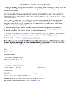 Records Release and Past Due Balance for Services for ... Doc Template ...