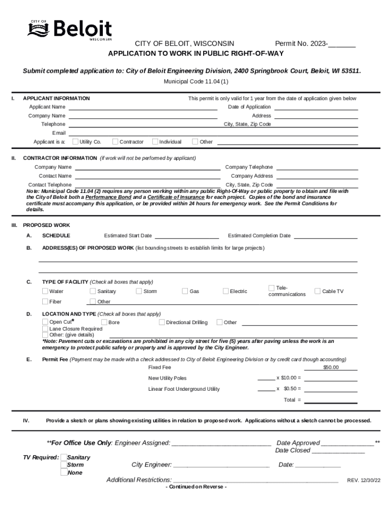 Engineering - Welcome to the City of Beloit Doc Template | pdfFiller