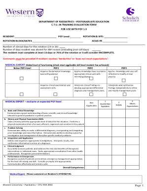 Fillable Online CTU-Windsor in-training evaluation form - Western ...
