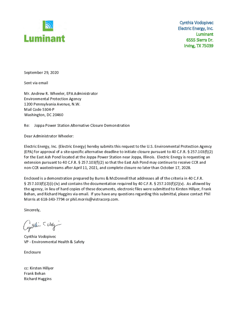 Fillable Online 40 C.F.R.257.102(B)(3): Closure Plan Addendum ...