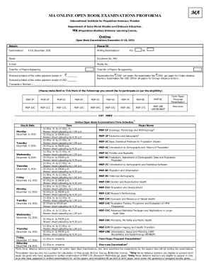 Fillable Online Time schedule for the examinations (MPS Correspondence ...