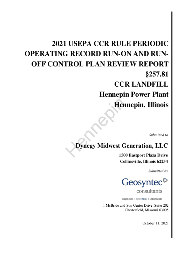 Fillable Online CCR landfill Run-on and Run-off Control System Plans ...