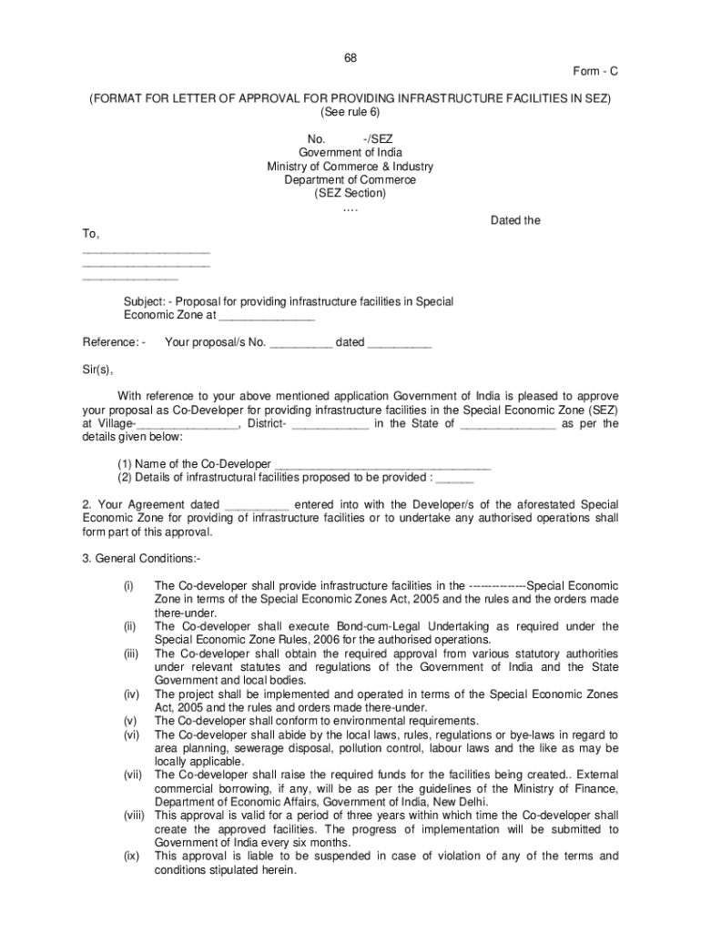 Fillable Online kasez gov 68 Form - C (FORMAT FOR LETTER OF APPROVAL ... - MEPZ Fax Email Print ...