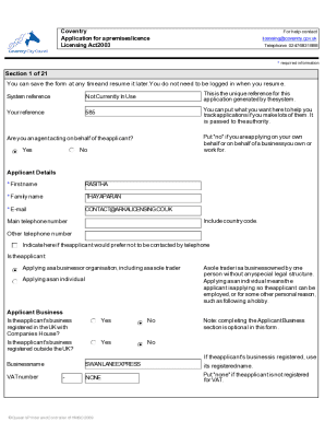 Fillable Online Application for a premises licence from Coventry ...