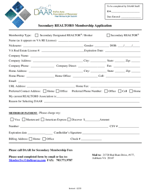 Fillable Online DAAR New Member Application Fax Email Print - pdfFiller